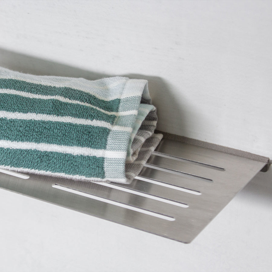 Floating Rectangular Tile Shower Shelf with Railing & Hanger Sand Line ...