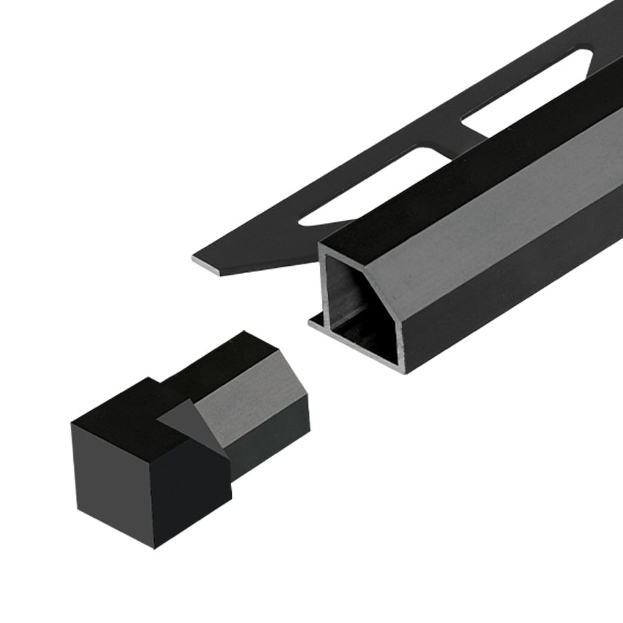 Diamond Edge Internal Corner Piece Tile Trim Matte Black Duraplus (2 P ...